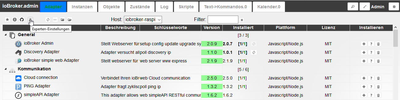 ioBroker bestimmte Version eines Adapters installieren – smarthome ...