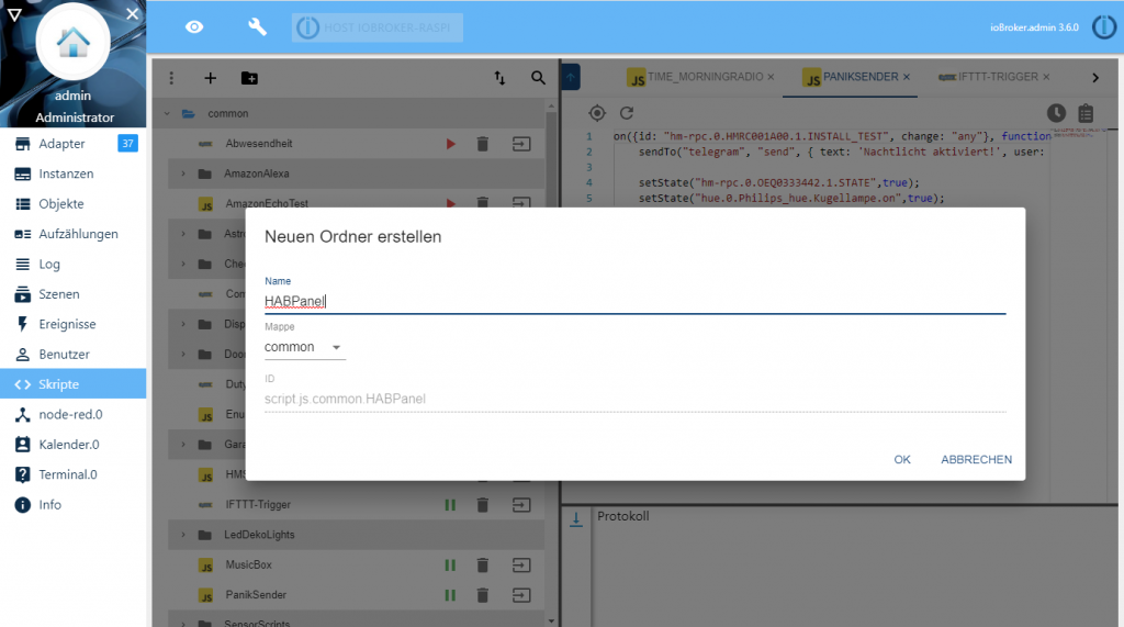 ioBroker HABPanel – Teil 11 – Script über Button starten – smarthome-tricks.de