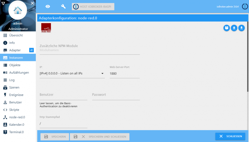 ioBroker Node-RED – Teil 2 – Installation – smarthome-tricks.de