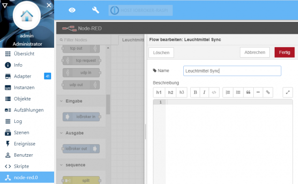 ioBroker Node-RED – Teil 5 – Der erste Flow – Einfache Lichtsteuerung – smarthome-tricks.de