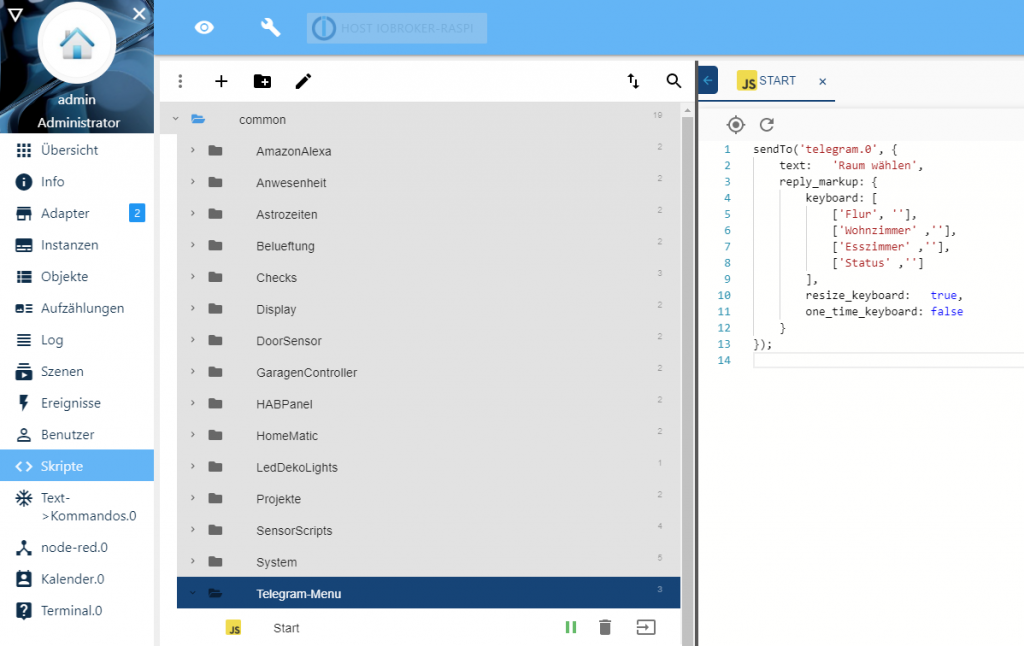 Telegram Menus für den einfachen Zugriff von unterwegs auf ioBroker ...