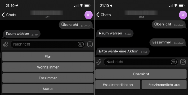 Telegram Menus für den einfachen Zugriff von unterwegs auf ioBroker ...